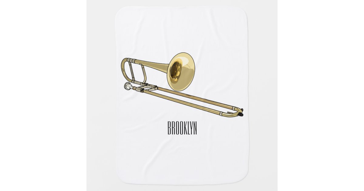 Trombone cartoon illustration baby blanket | Zazzle