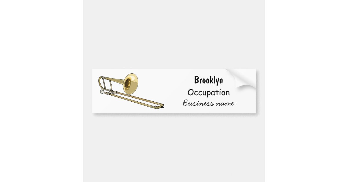 Trombone cartoon illustration bumper sticker | Zazzle