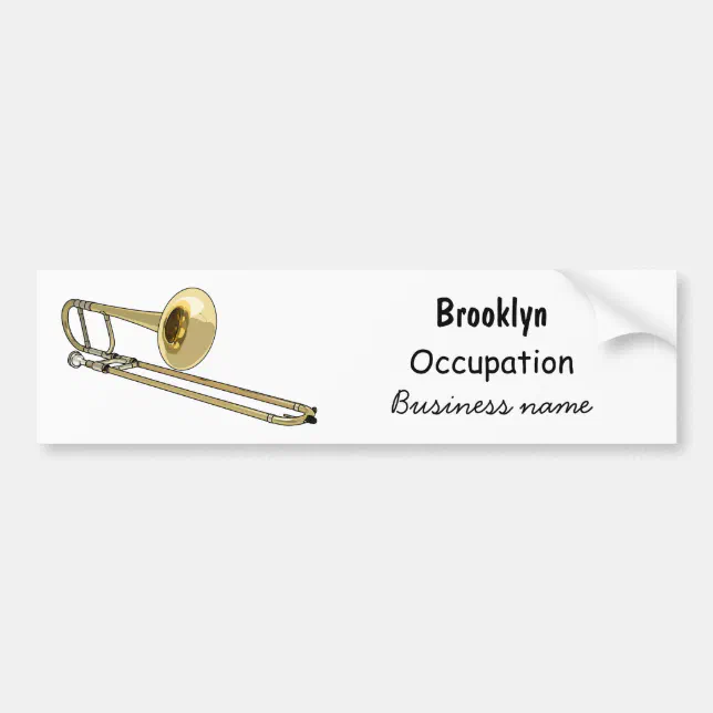 Trombone cartoon illustration bumper sticker | Zazzle