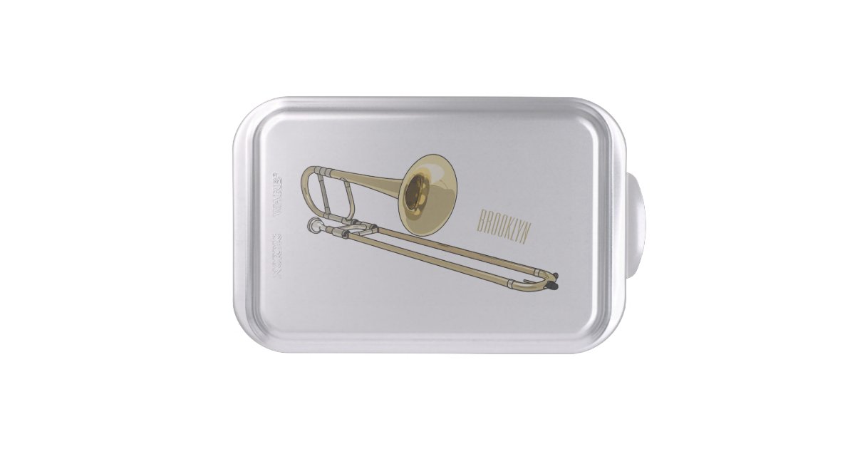 Trombone cartoon illustration cake pan | Zazzle