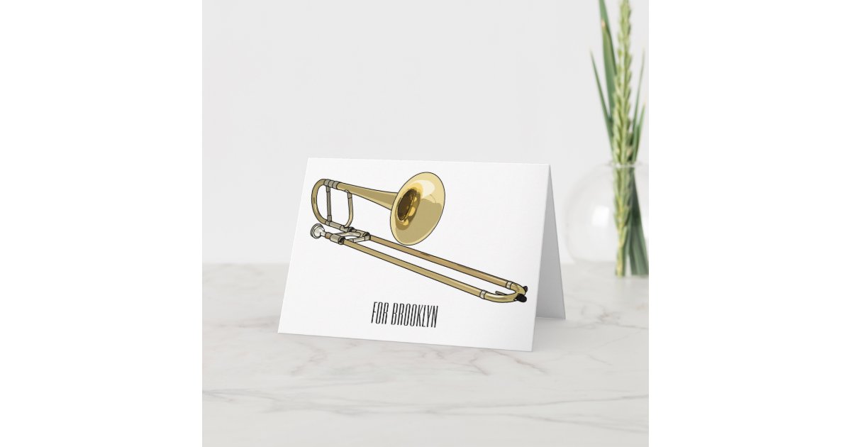 Trombone cartoon illustration card | Zazzle