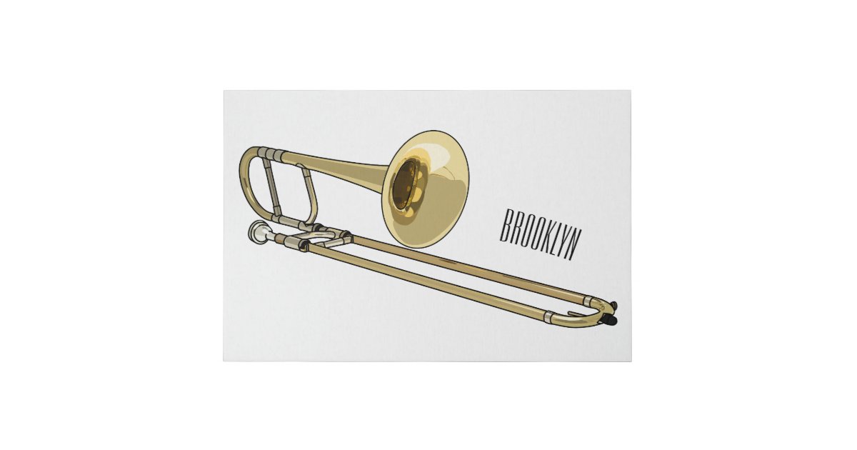 Trombone cartoon illustration faux canvas print | Zazzle