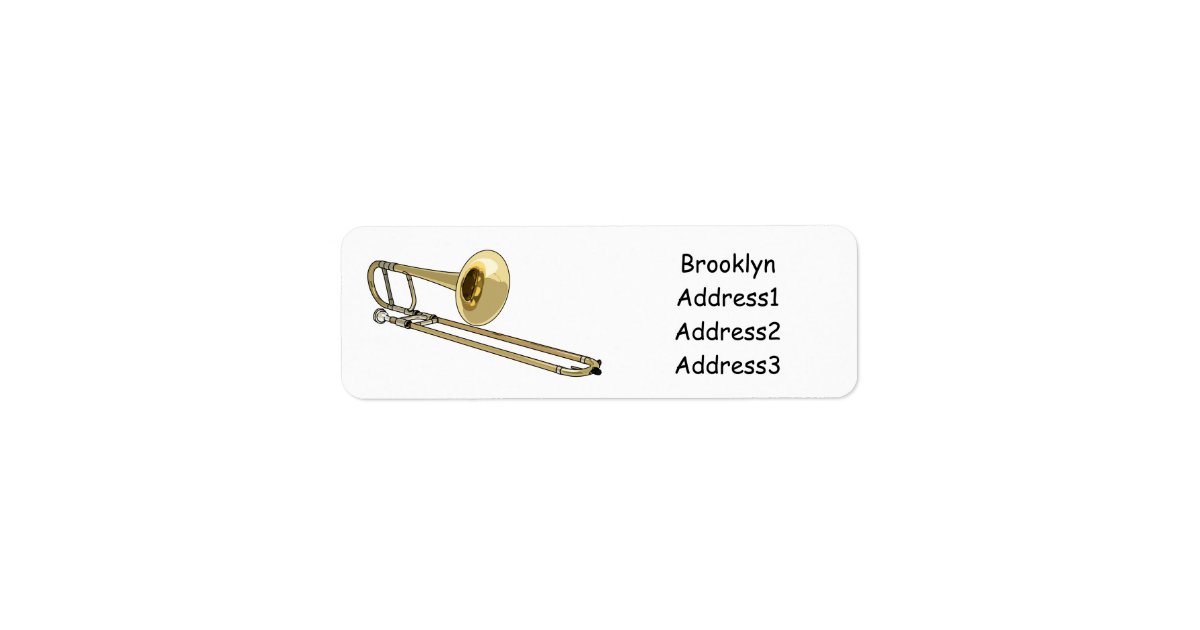 Trombone cartoon illustration label | Zazzle