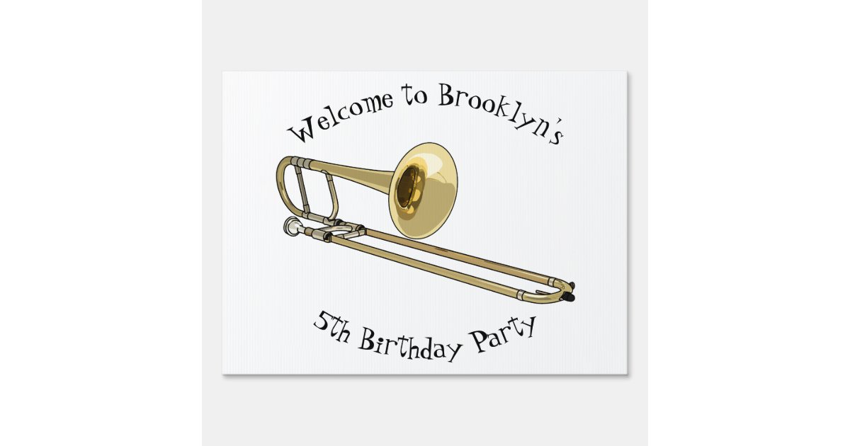 Trombone cartoon illustration sign | Zazzle