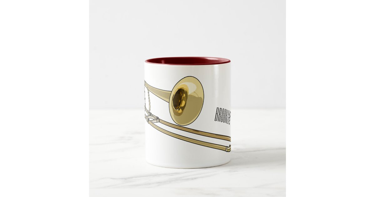 Trombone cartoon illustration Two-Tone coffee mug | Zazzle