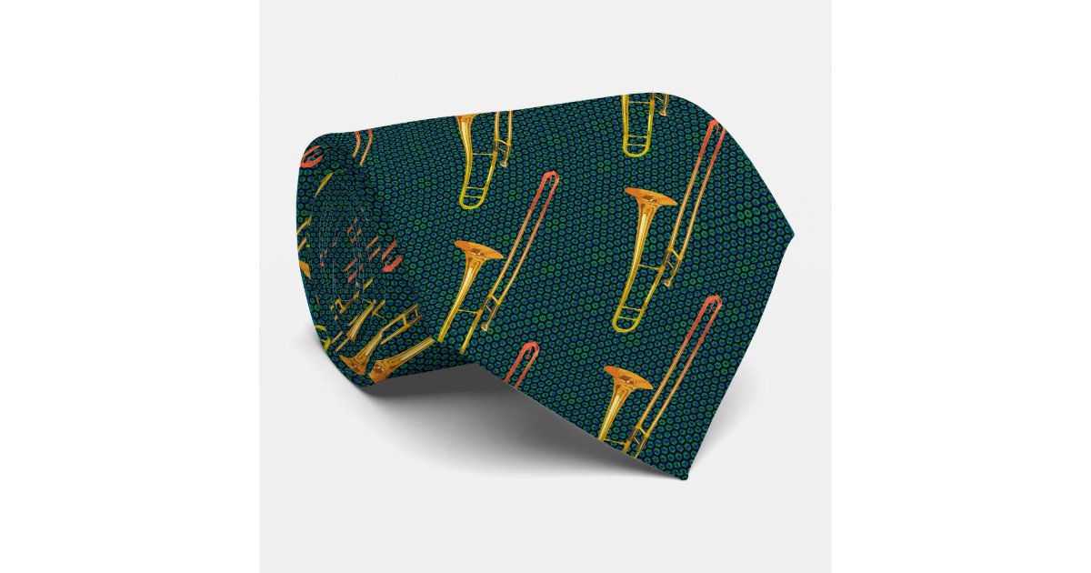 Trombone Green Neck Tie | Zazzle