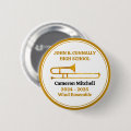 Trombone High School Band Gold Personalized Button | Zazzle