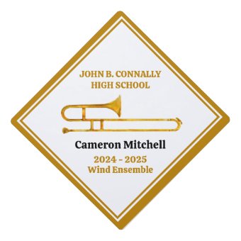 Trombone High School Band Gold Personalized Graduation Cap Topper | Zazzle