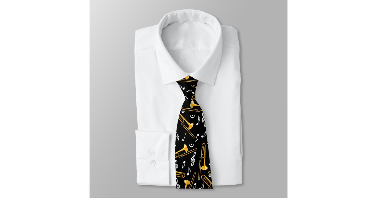 Trombone Music Notes Pattern Neck Tie | Zazzle
