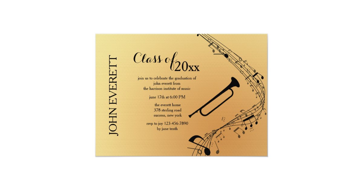 Trombone Musical Instrument Invitation | Zazzle.com