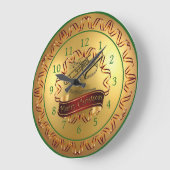 Trombone ~ Musical Scroll ~ Gold “Merry Christmas” Large Clock | Zazzle