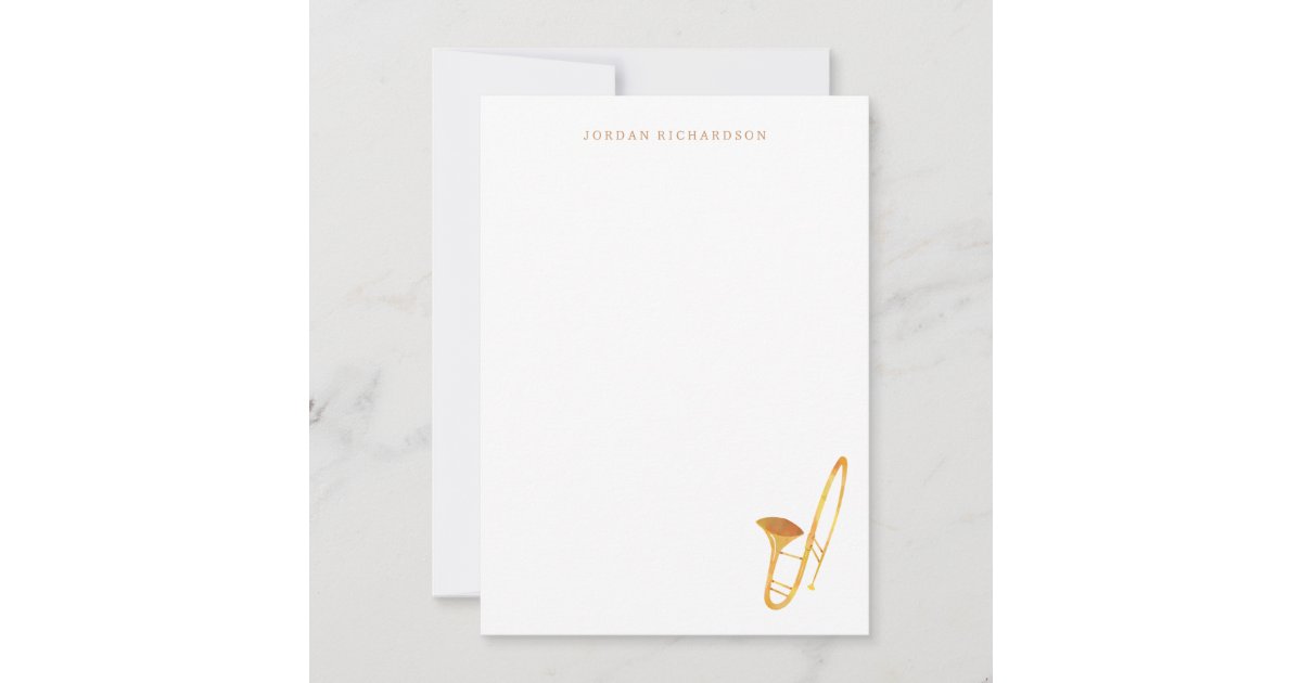 Trombone Stationery - Instrument Thank You Notes | Zazzle