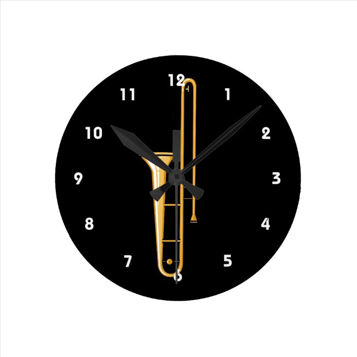 trombone upright graphic round clock | Zazzle.com
