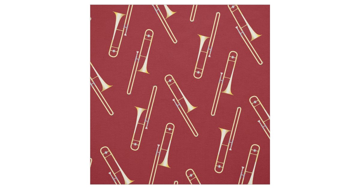 Trombones Music Musician Room Decor Red Fabric | Zazzle
