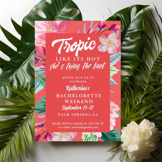 Tropic like its hot orange Bachelorette party Invitation | Zazzle