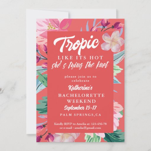 Tropic like its hot orange Bachelorette party Invitation | Zazzle