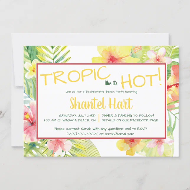 Tropic Like it's Hot! Tropical themed party Invitation | Zazzle