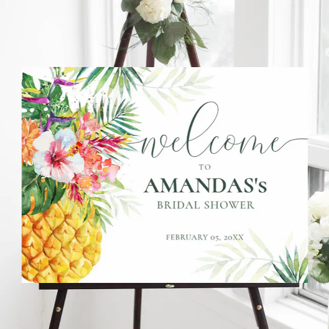 Tropica Pineapple Birdal Shower Welcome Sign | Zazzle