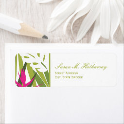 Tropical Address Label - Green and Pink | Zazzle