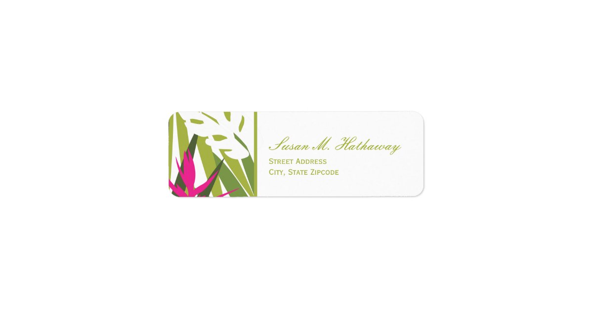 Tropical Address Label - Green and Pink | Zazzle