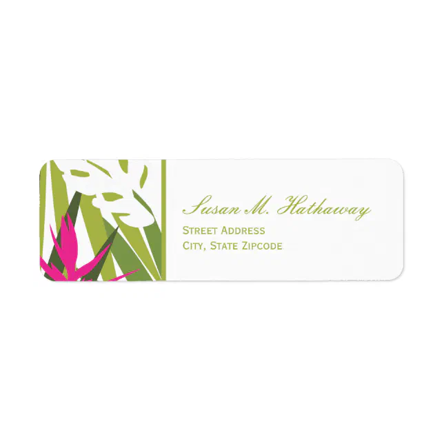 Tropical Address Label - Green and Pink | Zazzle