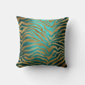 Tropical African Teal Gold Glam Zebra Animal Skin Throw Pillow | Zazzle