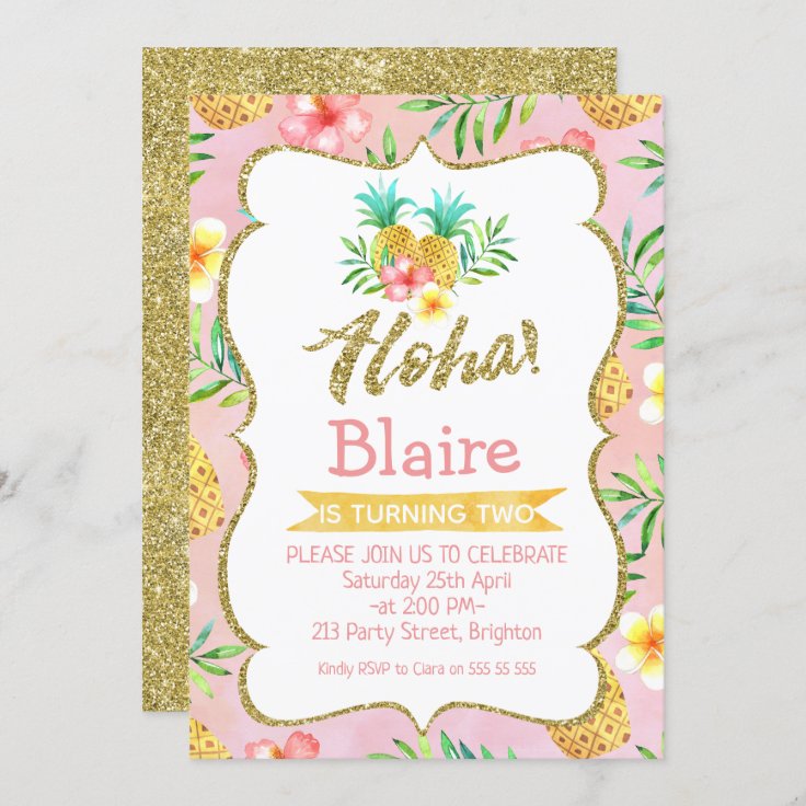 Tropical Aloha Birthday Invitation | Zazzle