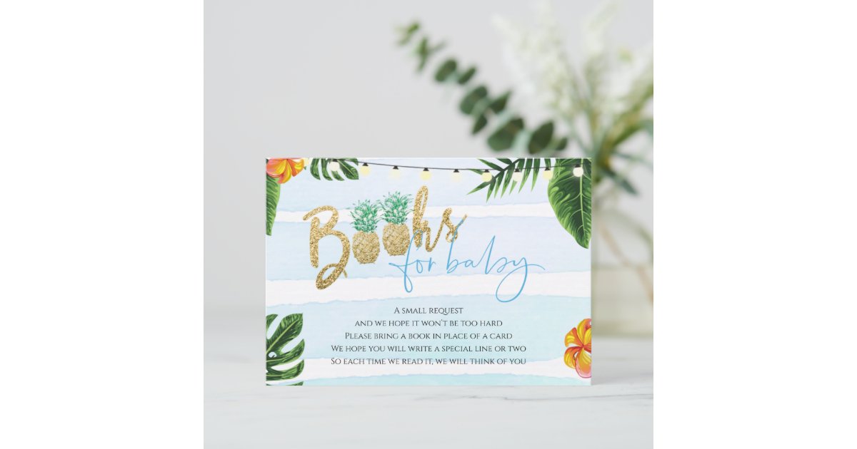 Tropical Aloha Boy Baby Shower Books For Baby Card | Zazzle