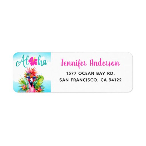 Tropical Aloha Flamingo Return Address Label | Zazzle
