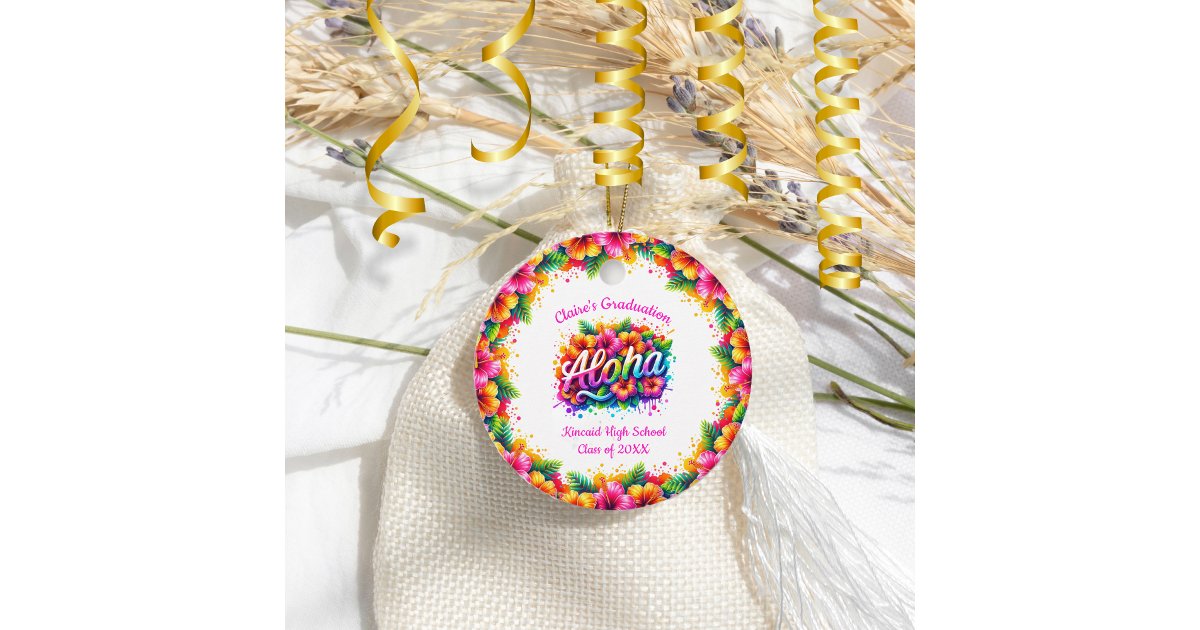 Tropical Aloha Graduation Party Round Gift Tags | Zazzle