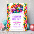 Tropical Aloha Graduation Pool Party Invitation | Zazzle