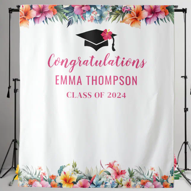Tropical Aloha Luau Graduation 2024 Backdrop | Zazzle