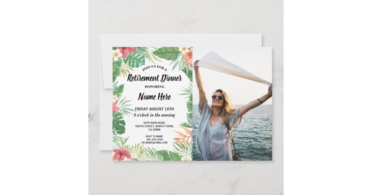 Tropical Aloha Luau Summer Retirement Party Photo Invitation | Zazzle