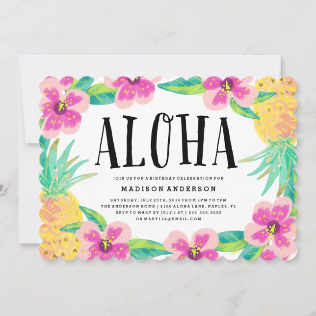 Tropical Aloha Party Invitation | Zazzle