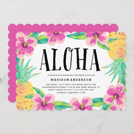 Tropical Aloha Party Invitation | Zazzle