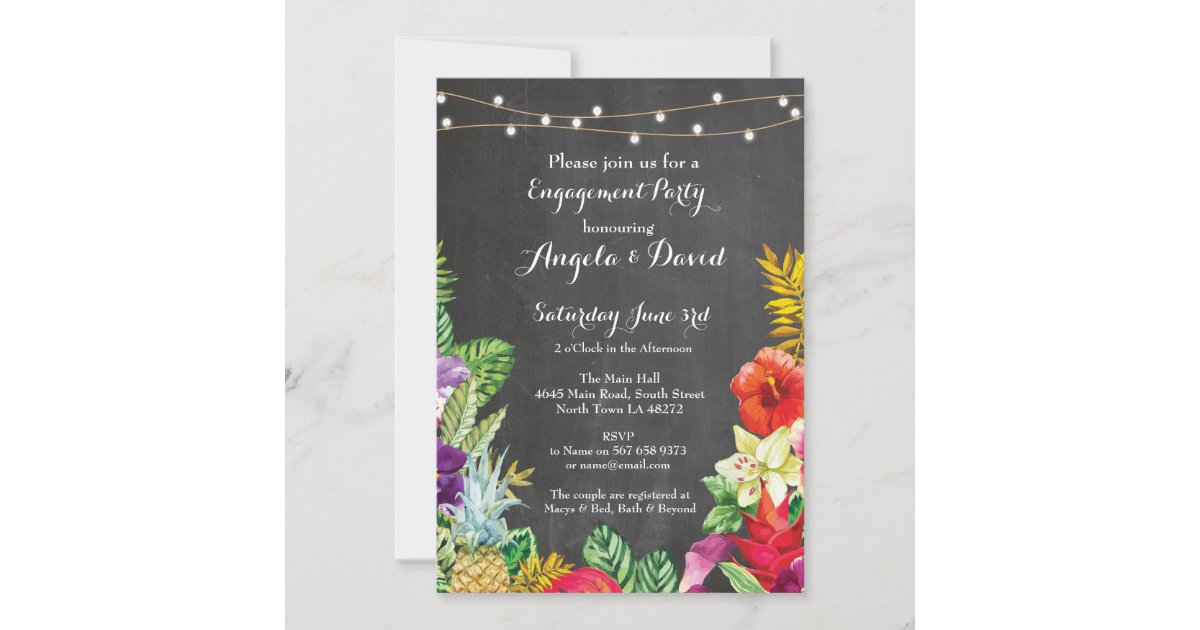 Tropical Aloha Wedding Floral Engagement Invite | Zazzle