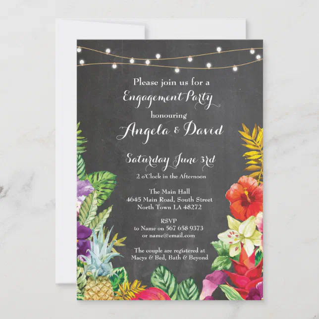Tropical Aloha Wedding Floral Engagement Invite | Zazzle