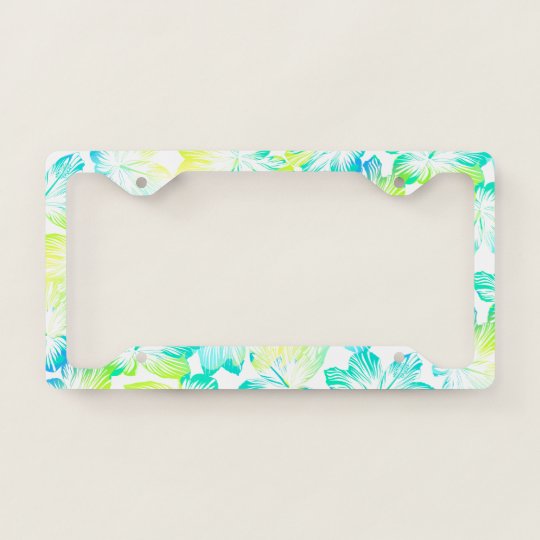 Tropical aqua flowers license plate frame | Zazzle.com