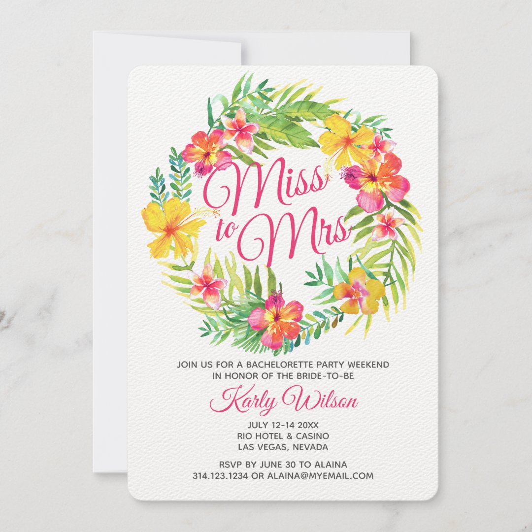 Tropical Bachelorette Party Weekend Getaway Invitation | Zazzle