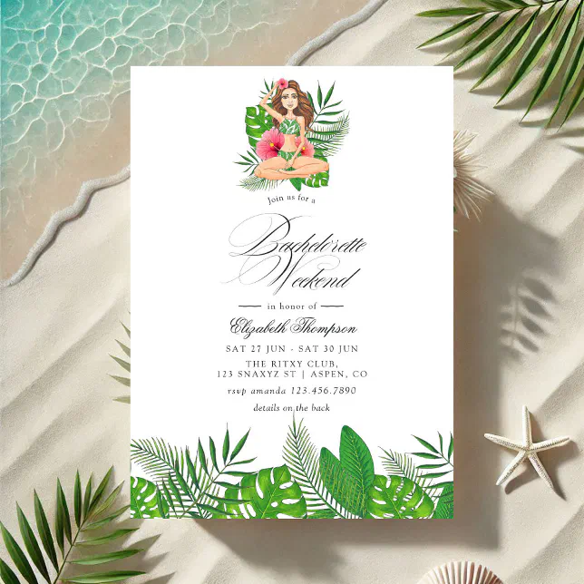 Tropical Bachelorette Weekend Itinerary & QR Code Invitation | Zazzle