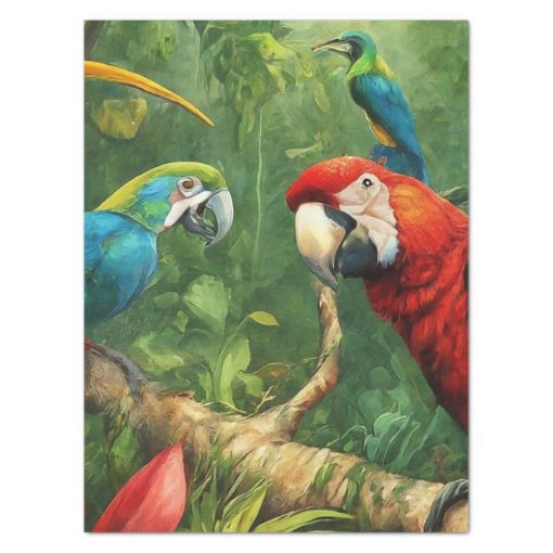 Tropical Background with Parrots Decoupage Tissue Paper | Zazzle