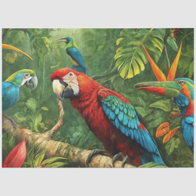 Tropical Background with Parrots Decoupage Tissue Paper | Zazzle
