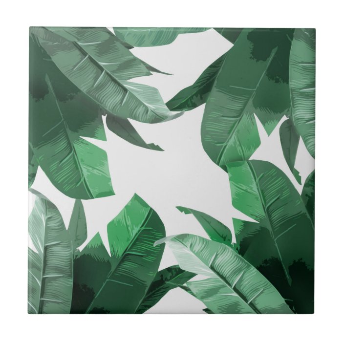 Tropical Banana Leaf Print Ceramic Photo Tile | Zazzle.com