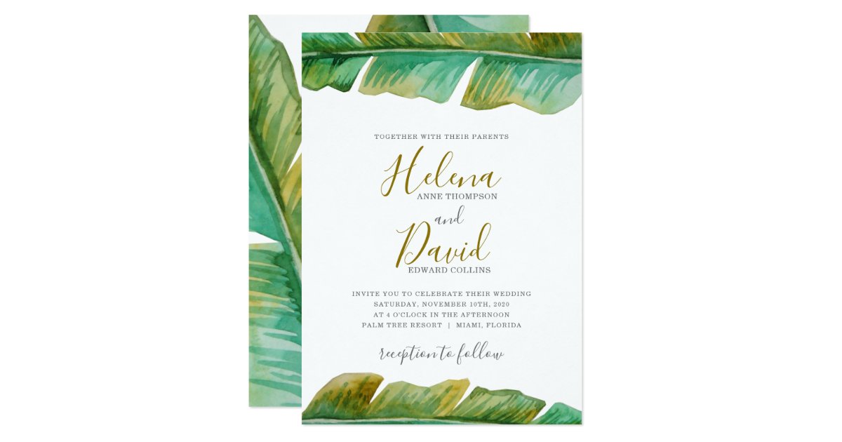 Tropical Banana Leaf Wedding Invitation | Zazzle.com