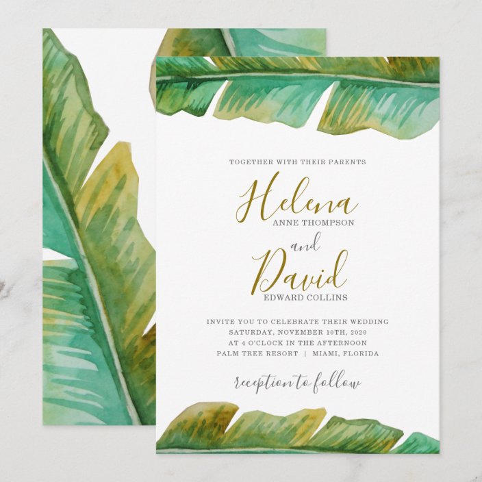 Tropical Banana Leaf Wedding Invitation | Zazzle.com
