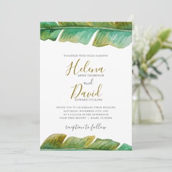 Tropical Banana Leaf Wedding Invitation | Zazzle
