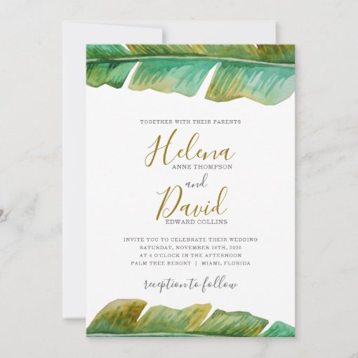 Tropical Banana Leaf Wedding Invitation | Zazzle