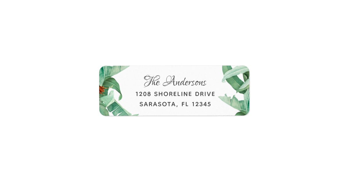 Tropical Banana Leaves Botanical Foliage Label | Zazzle