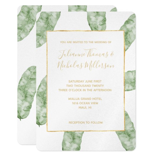 Tropical Banana Leaves Invitation | Zazzle.com