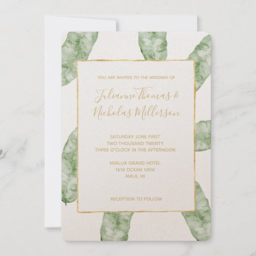 Tropical Banana Leaves Invitation | Zazzle